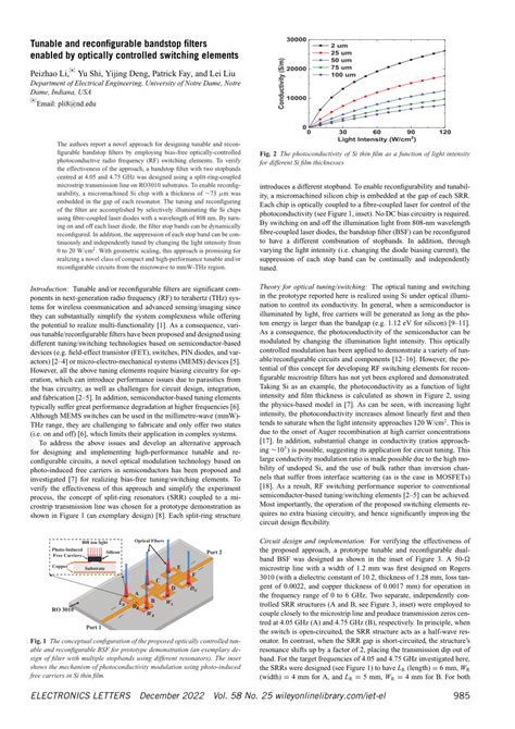 Pdf Tunable And Reconfigurable Bandstop Filters Enabled By Optically