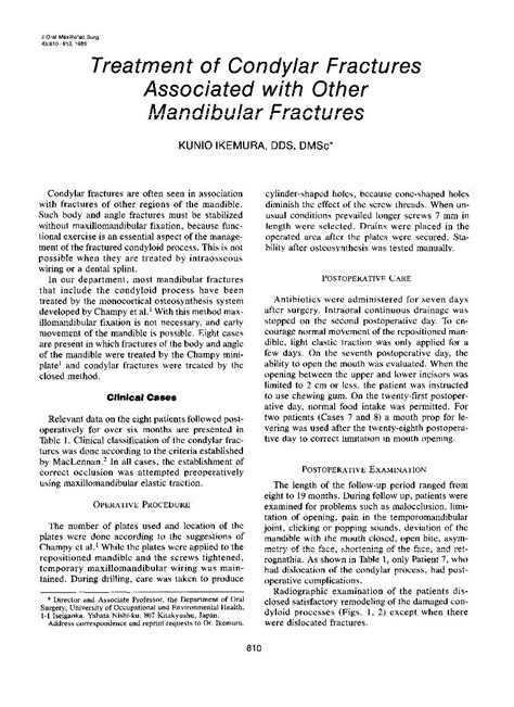 Pdf Treatment Of Condylar Fractures Associated With Other Mandibular Fractures Dokumen Tips
