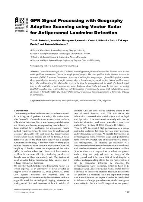 PDF GPR Signal Processing With Geography Adaptive Scanning Using Vector Radar For Antipersonal
