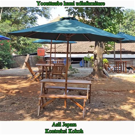 Jual Kursi Meja Payung Kolam Renang Taman Pantai Kayu Jati Shopee Indonesia