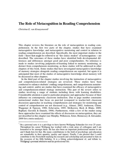 pdf the role of metacognition in reading comprehension pdf dokumen tips