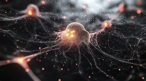Microscopic View Of Neurons Brain Connections Synapses Communication