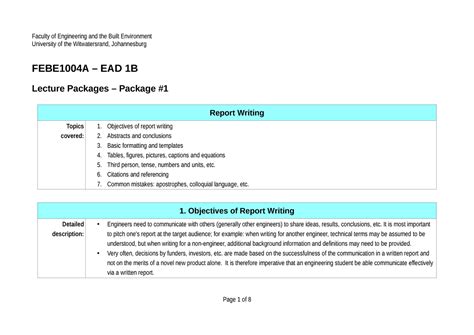 package 1 lecture notes university of the witwatersrand