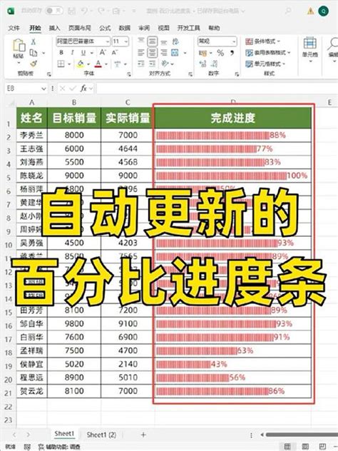 excel制作带有百分比的进度条🔥 excel excel技巧 办公技巧 学习 函数 youtube