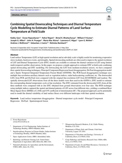 Pdf Combining Spatial Downscaling Techniques And Diurnal Temperature Cycle Modelling To