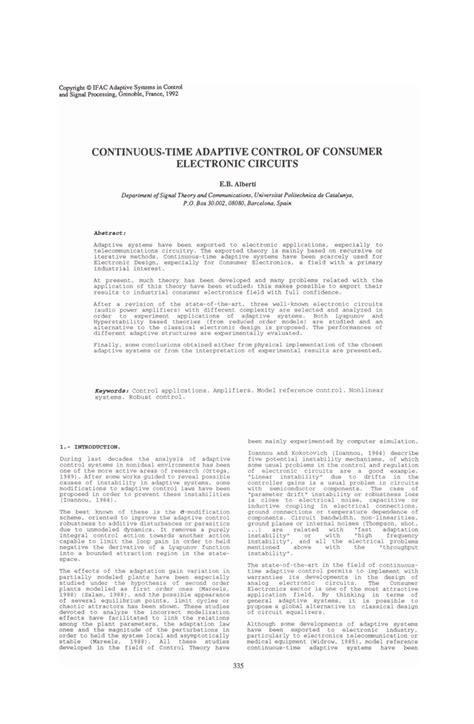 pdf continuous time adaptive control of consumer electronic circuits