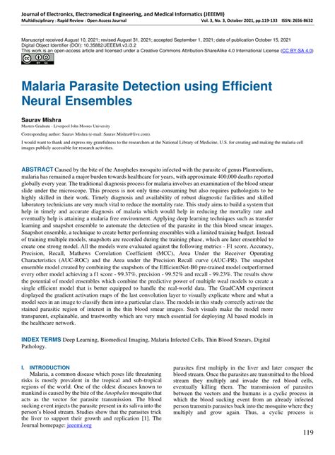 Pdf Malaria Parasite Detection Using Efficient Neural Ensembles