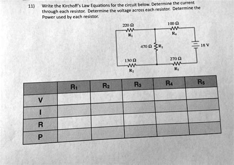 11 Write The Kirchoffs Law Equations For The Circuit Below Determine