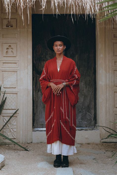 Red Handwoven Bohemian Cardigan • Embroidered Cotton Kimono • Tribal