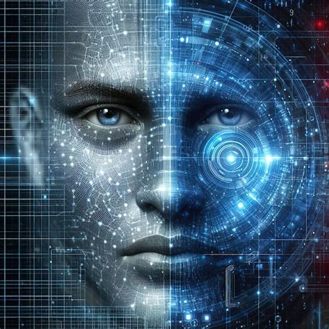 Premium Photo Digital Human Face Abstraction Big Data Artificial Intelligence Or Cyber Security