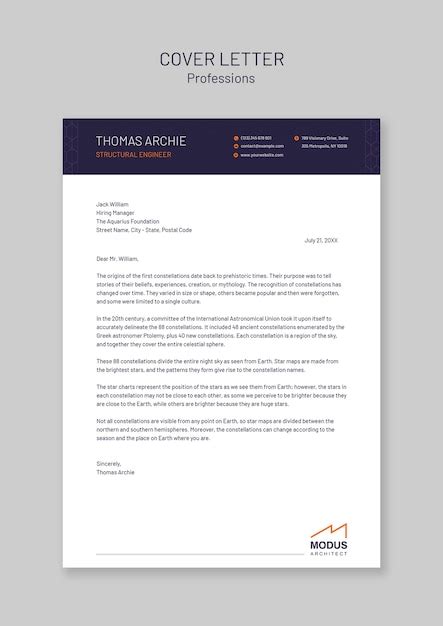Cover Letter For Structural Engineer Job Application Free Psd