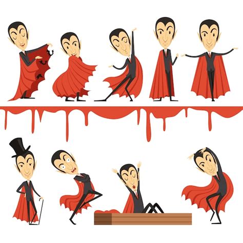 Premium Vector Cartoon Count Dracula Wearing Red Cape Set