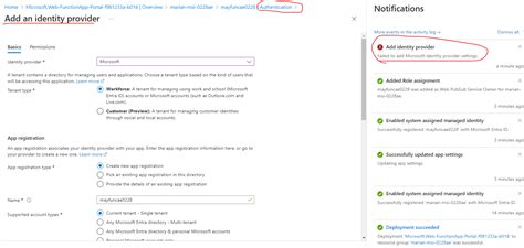 Why Does Authentications Functionapp Fail To Add Identity Provider