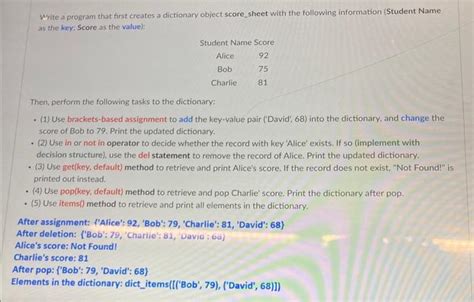 Solved Write A Program That First Creates A Dictionary Chegg