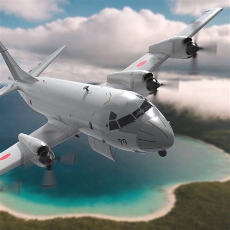 3d Japan P3 Orion Naval Reconnaissance Rigged For Maya Model