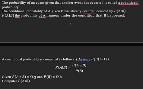 Solved The Probability Of An Event Given That Another Event Chegg