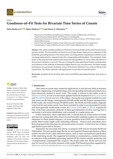 Pdf Goodnessoffit Tests For Bivariate Time Series Of Counts