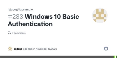 Windows 10 Basic Authentication · Issue 283 · Istopwgippsample · Github
