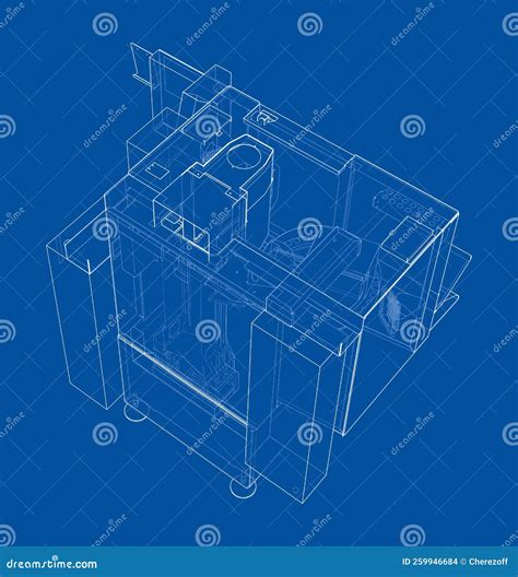 Metalworking Cnc Milling Machine Vector Stock Vector Illustration Of