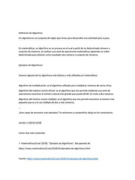 Algoritmos Algebraicos Pdf Algoritmos Números