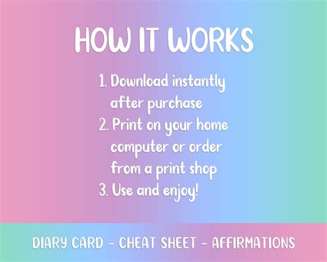 DBT Bundle Diary Card Cheat Sheet Positive Affirmations Etsy