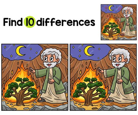 El Cristiano Moisés Quemando El Arbusto Encuentra Las Diferencias