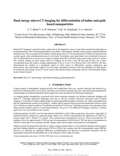 Pdf Dual Energy Micro Ct Imaging For Differentiation Of Iodine And