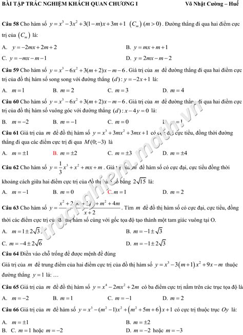 câu trắc nghiệm toán về cực trị hàm số chương giải tích TRẮC NGHIỆM TOÁN