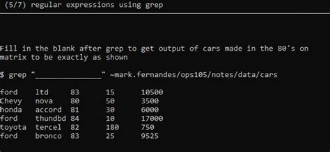 solved 5 7 regular expressions using grep fill in the