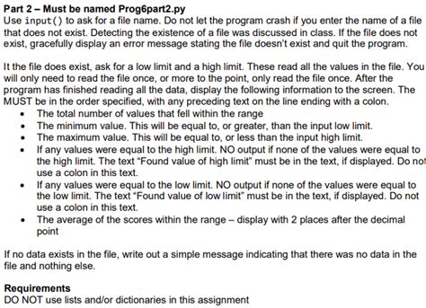Solved Part 2 ﻿must Be Named Prog6part2pyuse Input ﻿to