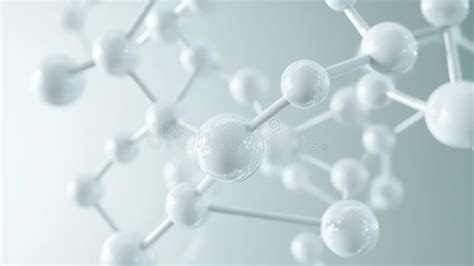 Molecular Structure With White Spheres And Connecting Rods On A Light Background Stock