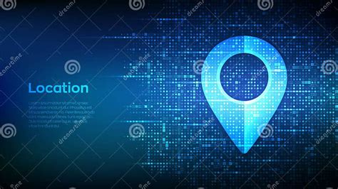 Point Of Location Sign Made With Binary Code Pointer Of Map Matrix