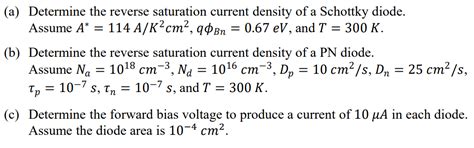 [solved] A Determine The Reverse Saturation Current Den