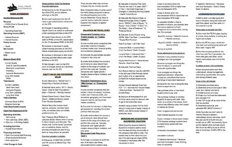 Investment Banking Interview Cheat Sheet With Printab