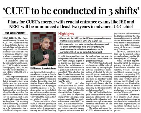 Mamidala Jagadesh Kumar On Linkedin Cuet To Be Conducted In 3 Shifts