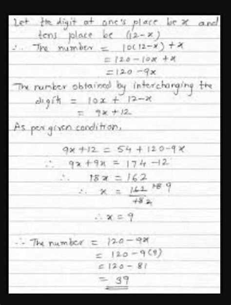 The Sum Of The Digits Of A Two Digit Number Is 12 If The New Number Formed By Reversing The