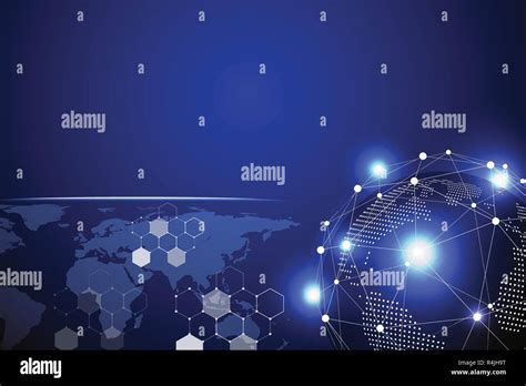 Blue Technology Abstract Background With White Line Dot Business And