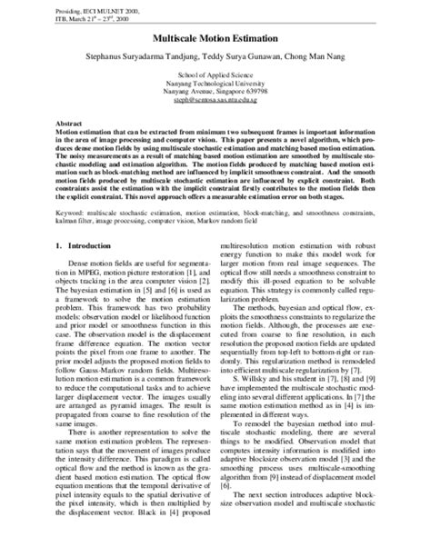 Pdf Multiscale Motion Estimation