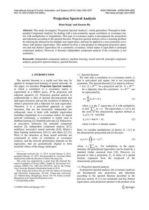 Pdf Projection Spectral Analysis