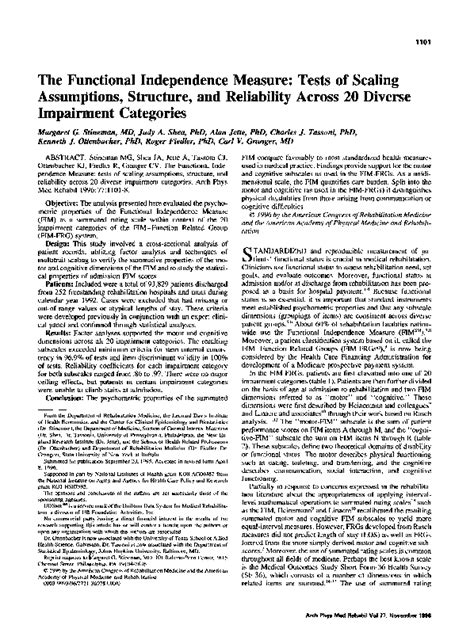 pdf the functional independence measure tests of scaling assumptions