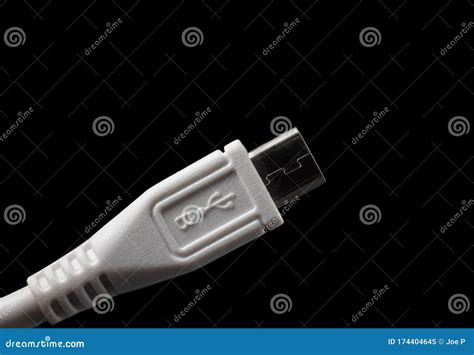 Micro Usb Type B Plug With Logo Male Connector Isolated On Black Stock Image Image Of Link