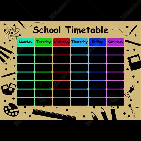 School Schedule For Returning To Classes Timetable Word Template And