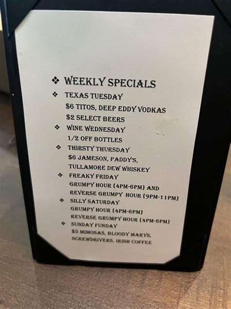 Menu At The Grumpy George Pub And Grub Georgetown