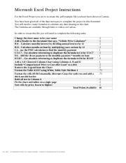 Excel Instructions Docx Microsoft Excel Project Instructions For The Excel Project You Are