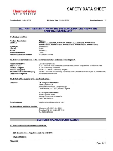 Acetone Msds Pdf Waste Dangerous Goods
