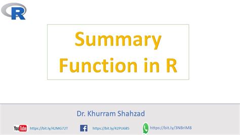 R Learning Summary Function Dr Khurram Shahzad Youtube