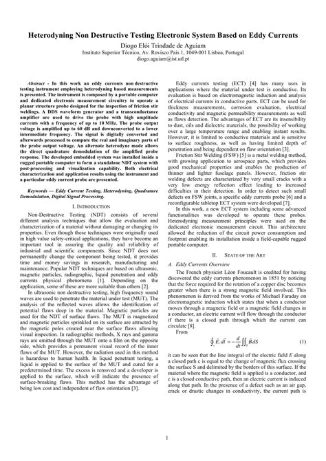 Pdf Heterodyning Based Electronic System For Eddy Currents Non Destructive Testing