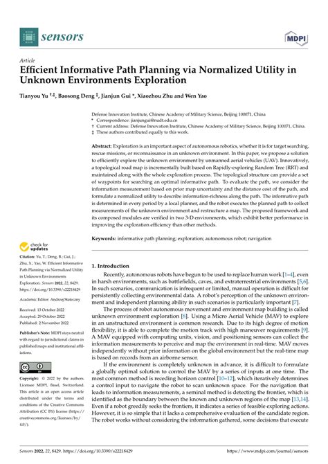 Pdf Efficient Informative Path Planning Via Normalized Utility In
