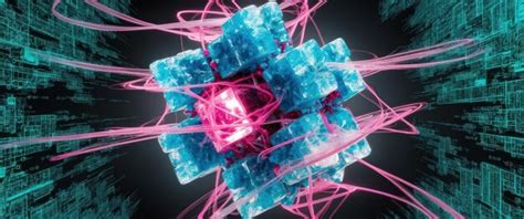 A Quantum Computing Core Floating In Cyberspace Illuminated In Vibrant