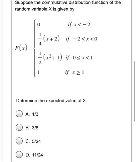 Solved Uppose The Commulative Distribution Function Of The Random